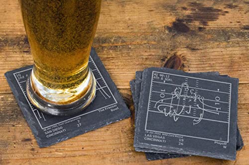 Greatest Bengals Plays: Slate Coasters (Set of 4) | Best Gift Idea for Sports Lovers | Bengals Historic Moments Gifts
