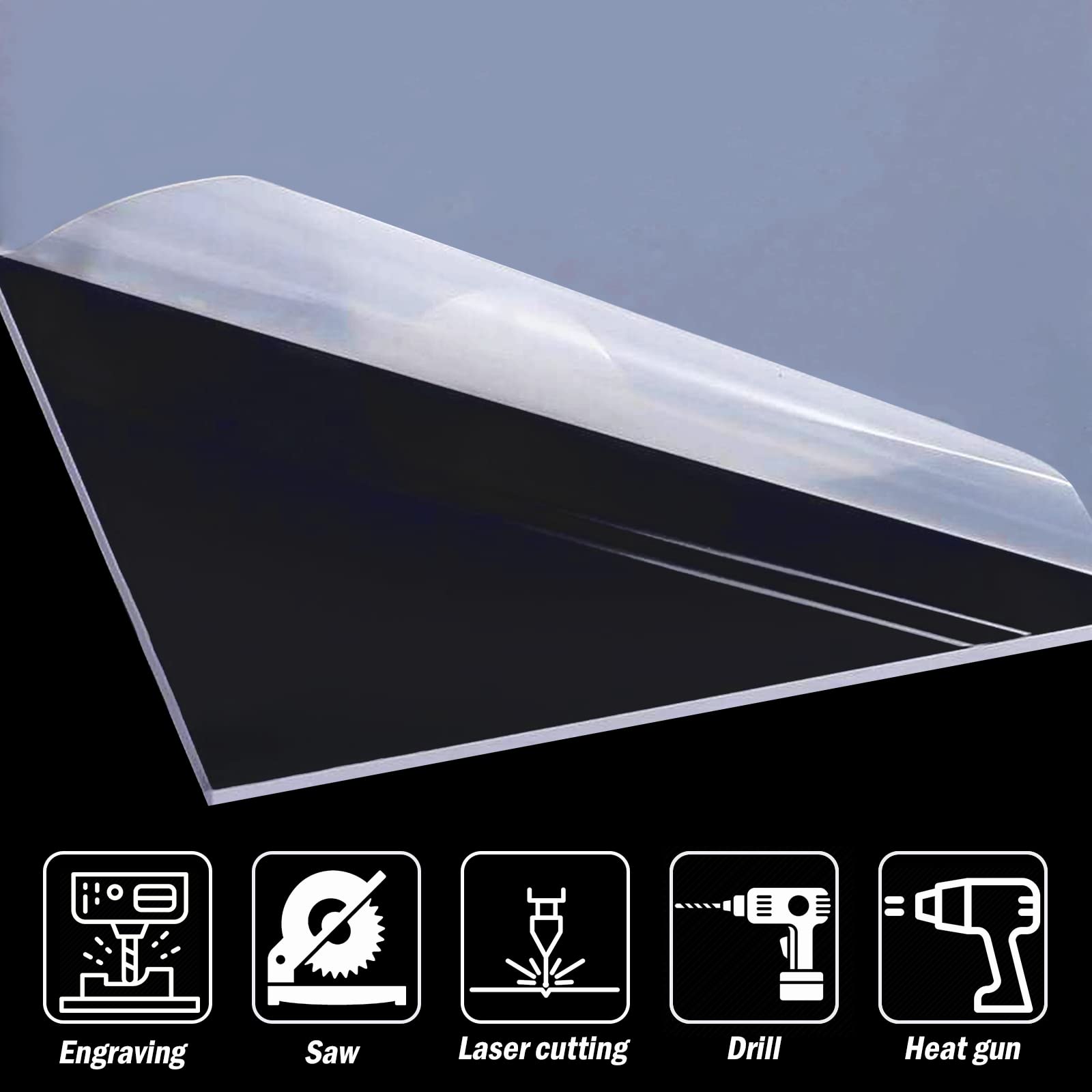 3 Pack Acrylic Sheet Plexiglass 12" x 16" x 1/8" Thick, Clear Cast 3mm 12x16 Plexi Glass Panel Use for Craft Projects, Picture Frames, Laser Engraving Sign Blanks or Cutting to Display Sizes.