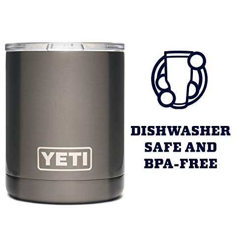 YETI Rambler 10 oz Lowball, Vacuum Insulated, Stainless Steel with Standard Lid, Graphite