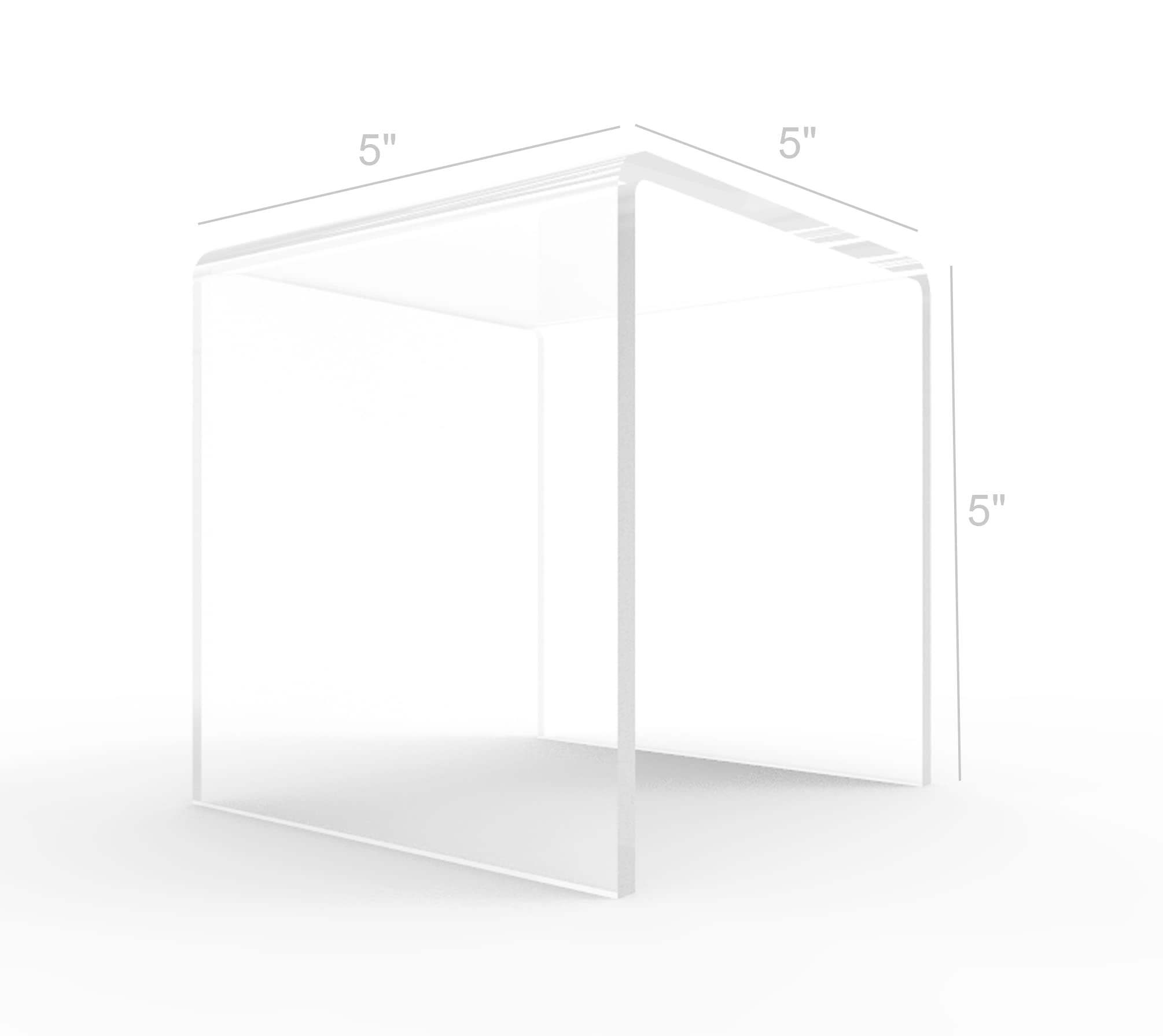 FixtureDisplays® One Riser Combo 5" Cube 3-Sided Clear Plexiglass Pedestal Lucite Acrylic Display Risers Jewelry Showcase Fixtures - 1/8" Thick 16905-5INCH