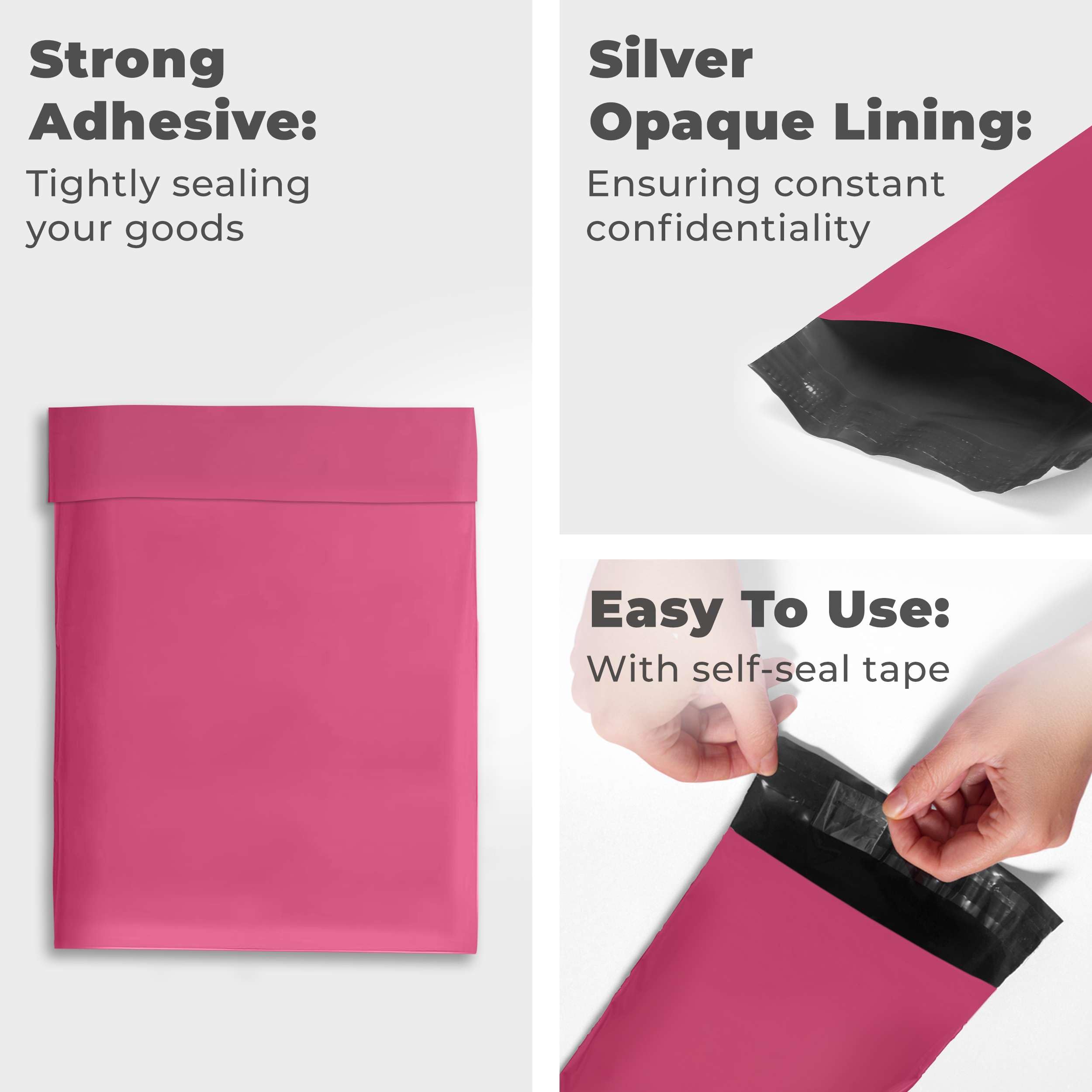 Small Poly Mailers 7.5x10, Solid Pink Shipping Bags - Tear And Puncture Free Poly Bags - Water Resistant Mailing Bags - Packaging Bags For Small Business - 1000 Count