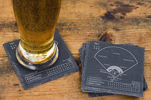Greatest Royals Plays: Slate Coasters (Set of 4) | Best Gift Idea for Sports Lovers | Royals Historic Moments Gifts