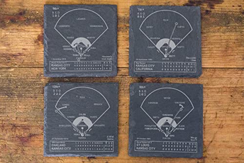 Greatest Royals Plays: Slate Coasters (Set of 4) | Best Gift Idea for Sports Lovers | Royals Historic Moments Gifts