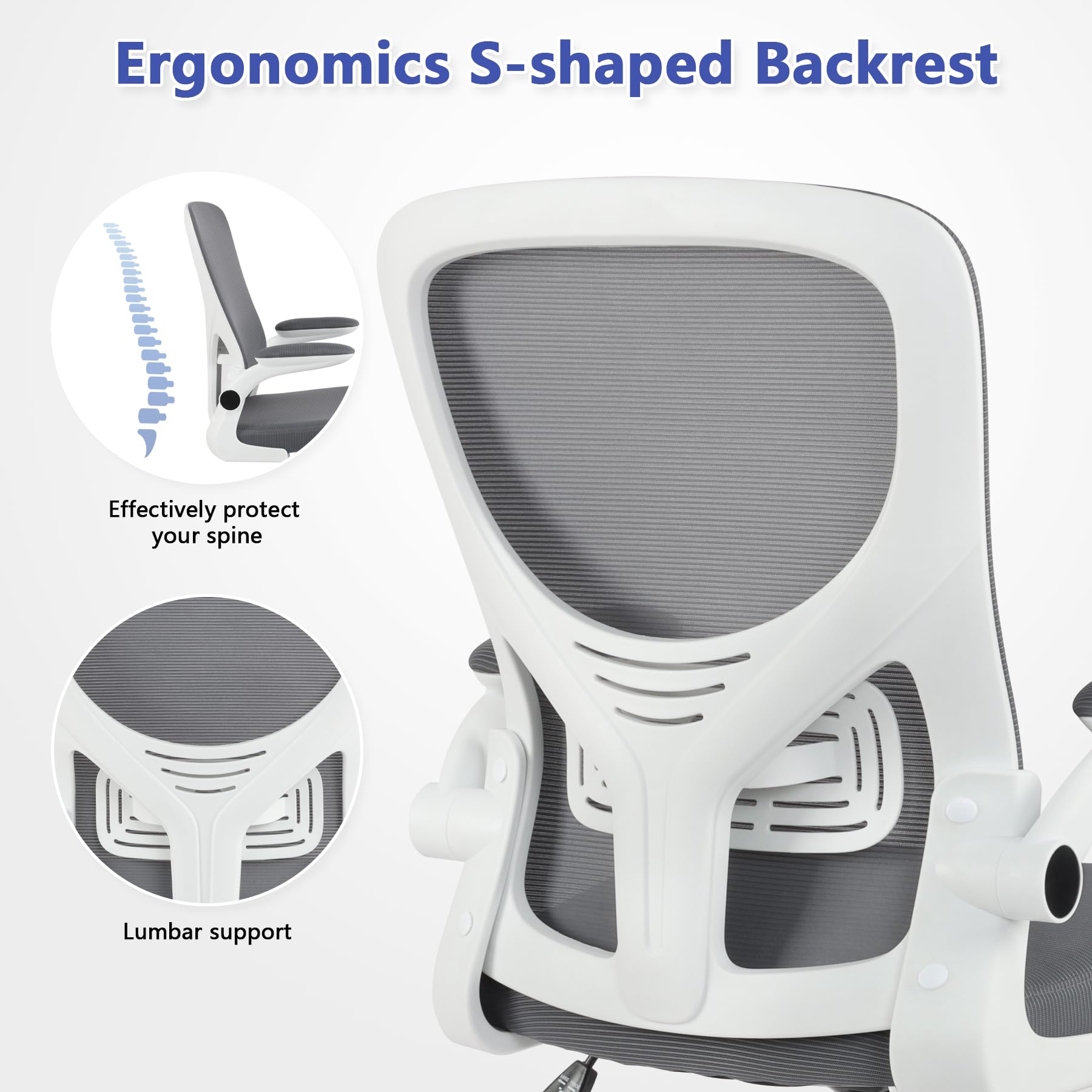 400lb Big and Tall Office Chair for Heavy People, Heavy Duty Ergonomic Mesh Chair Computer Executive Desk Chair with Wide Thick Seat, Adjustable Height and Armrests, Black