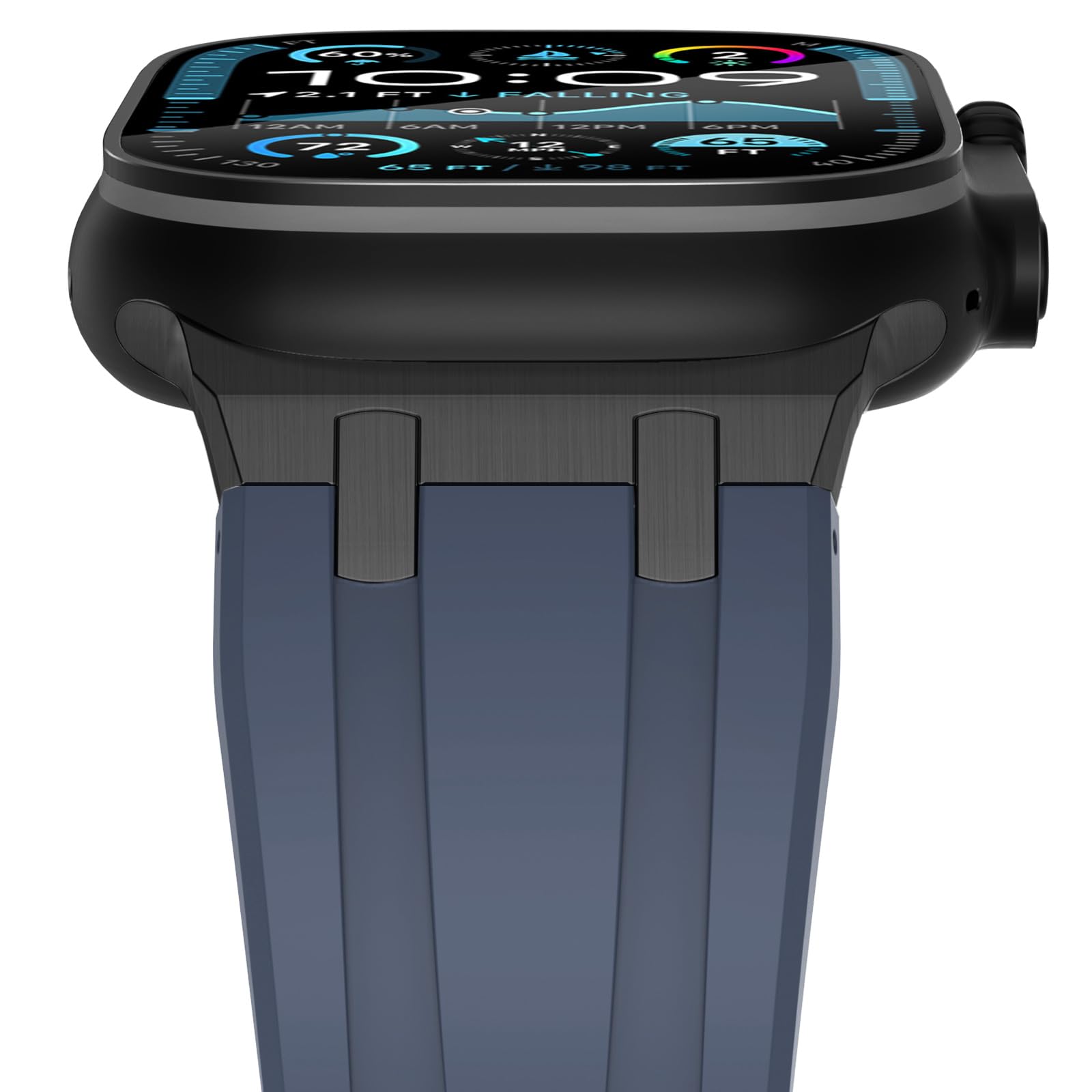 NewWays for Apple Watch Ultra Band 49mm 45mm 44mm 42mm for Men, AP Wide Sport Liquid Silicone Rubber Band with Stainless Steel Adapter for Apple Watch Band for iWatch Series 8 7 6 5 SE Ultra Luxury