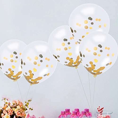 Gold Confetti Balloons 20 Pieces, 12 Inches Party Balloons With Golden Paper Confetti Dots For Party Decorations Wedding Decorations And Proposal (Gold)