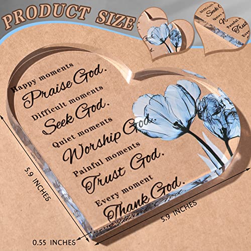 Christian Bible Verses Decor Christian Gift for Woman Prayers Religious Gift Positive Quotes Inspirational Gift Scripture Motivational Gift for Room Home Office Table Decor (Blue Flower)