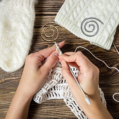 6PCS Spiral Cable Knitting Needle,Stainless Steel Practical Circular Knitting Needle Cable Needles,Handmade Knitting Tool Cable Needle Shawl Pin for Yarn Sewing Knitting Beginners (6PCS, Gold&Silver)