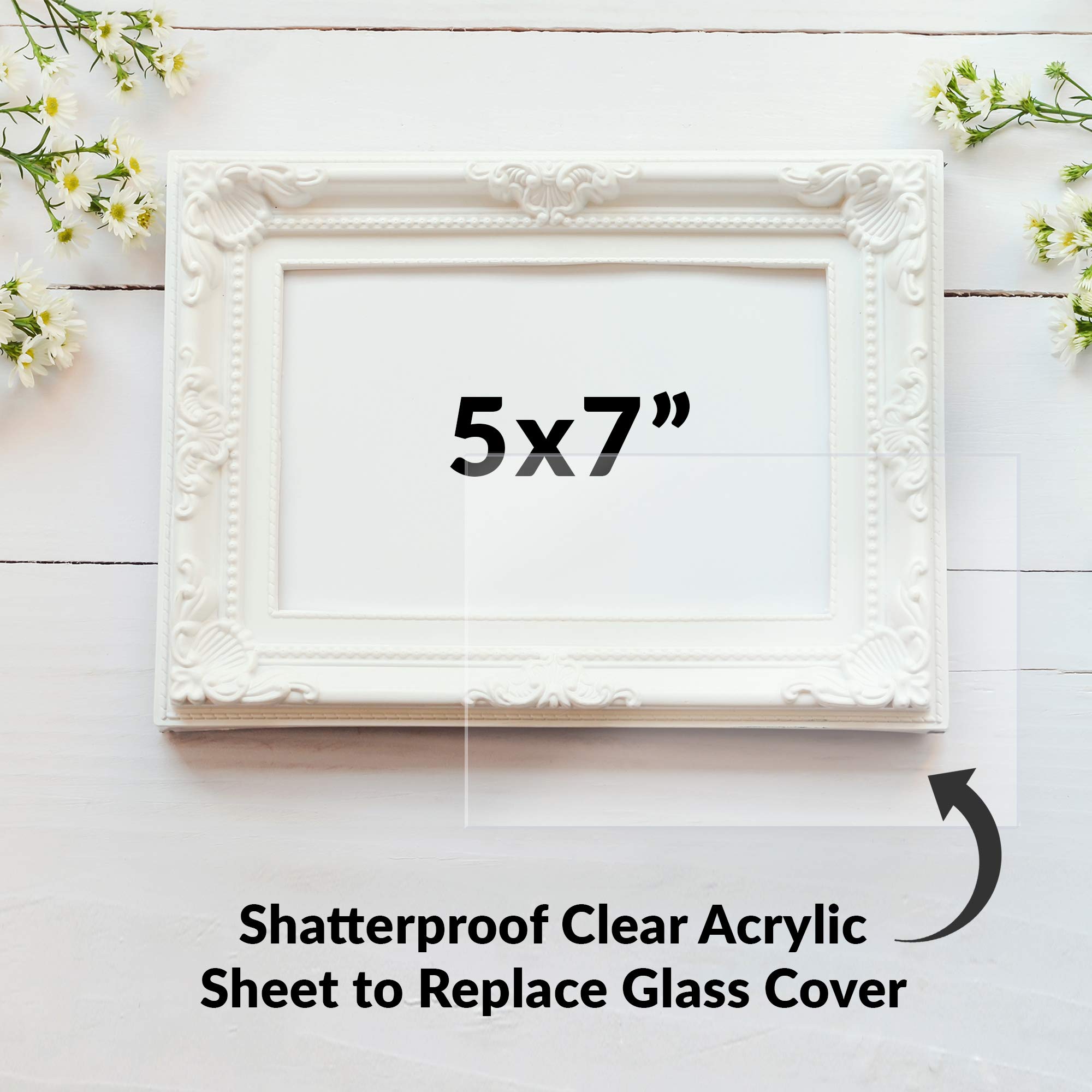 SimbaLux Acrylic Sheet Clear Plexiglass 5” x 7” 0.04” Thick (1mm) Pack of 10 Transparent Plastic Plexi Glass Board with Protective Paper for Photo Frame Replacement, DIY Display Projects, Craft