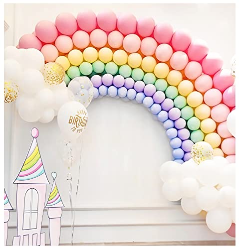 296PCS Rainbow Balloons Arch Garland Kit Macaron 7 Colors Latex Colorful Balloons and Confetti Balloons for Baby Shower Boy Girl Children Kids Birthday Gender Reveal Party Wedding Decorations