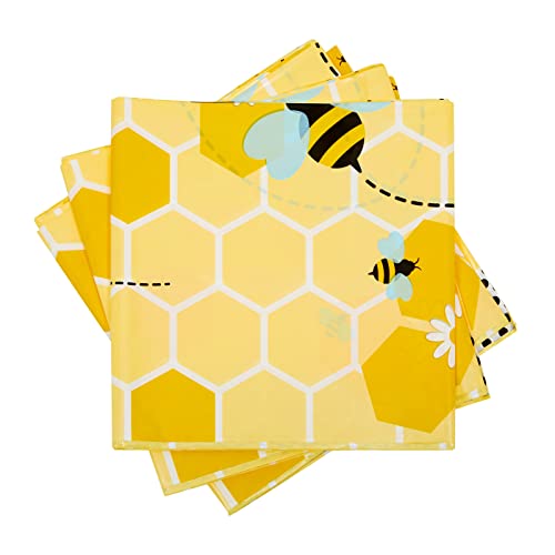 BLUE PANDA 3 Pack Bee Tablecloth, for Kids Birthday Party, Baby Shower, Bumble Bee Gender Reveal Decorations, (54 x 108 in)