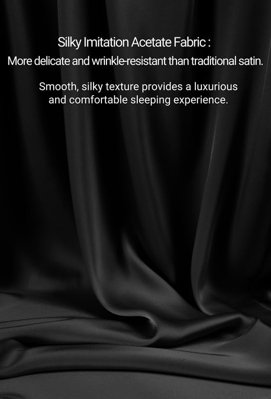 U2SKIIN Women Silk Pajama Shorts Set, 5-inch Sleeve Pajamas Soft Button Down Satin Sleepwear Pjs Set 2 Piece(Black, M)
