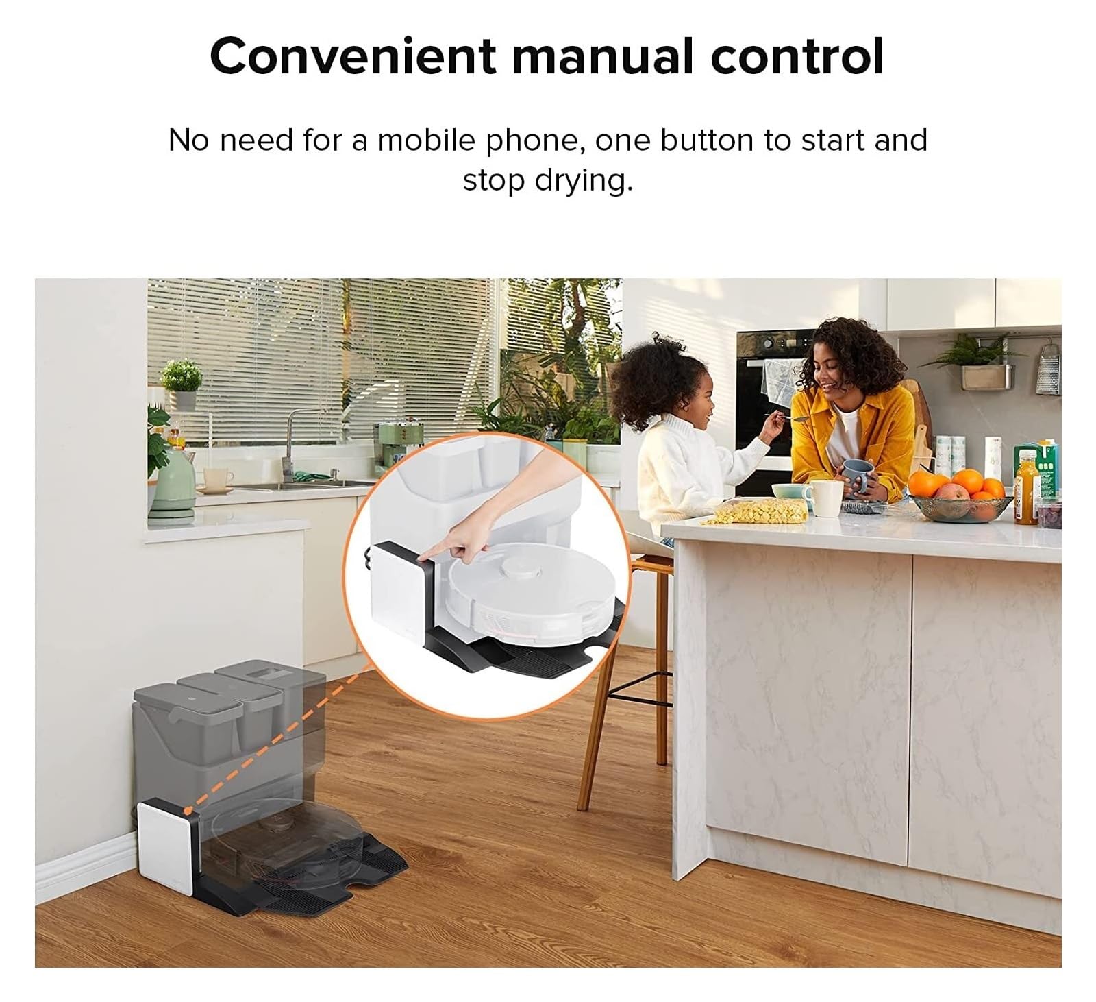 BebeXi Empty Wash Fill Dock Smart Dryer Module Cleaner Accessory Part Mop Drying .Compatible for Roborock. S7 MaxV Ultra App Control (Color : Dry Kit-US Adapter)
