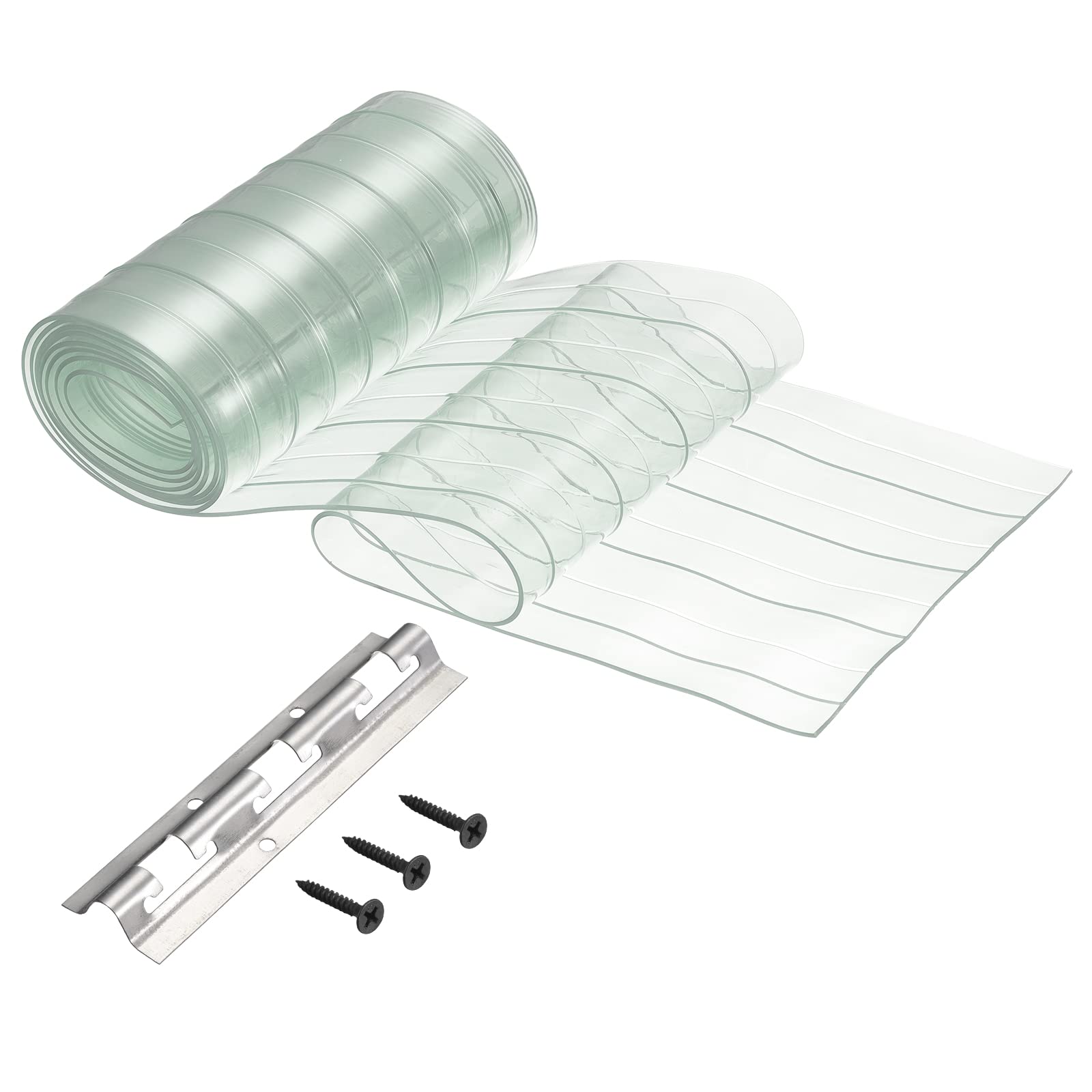 PATIKIL 6.8' x 7.5" Plastic Vinyl Strip Curtain, Clear PVC Freezer Curtain with Mounting Bracket for Walk-in Freezer Coolers Door Warehouse, Transparent