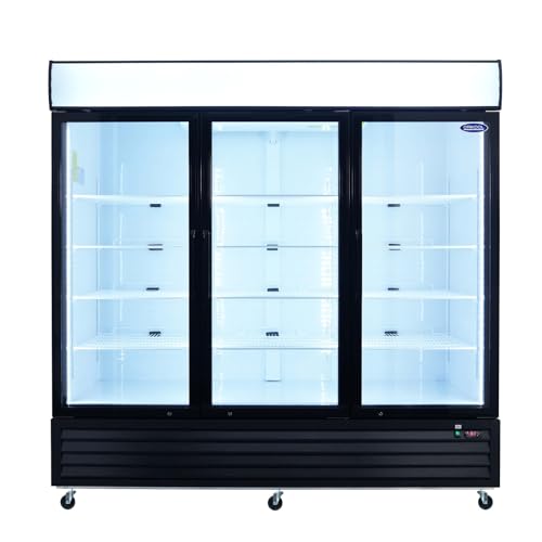 Durable Commercial Freezer with Triple Glass Door, 70 cu. ft. Large Capacity Freezer for Restaurant, Minimart, Bakery, Coffee Shop, 81" W x 34" L x 83" H