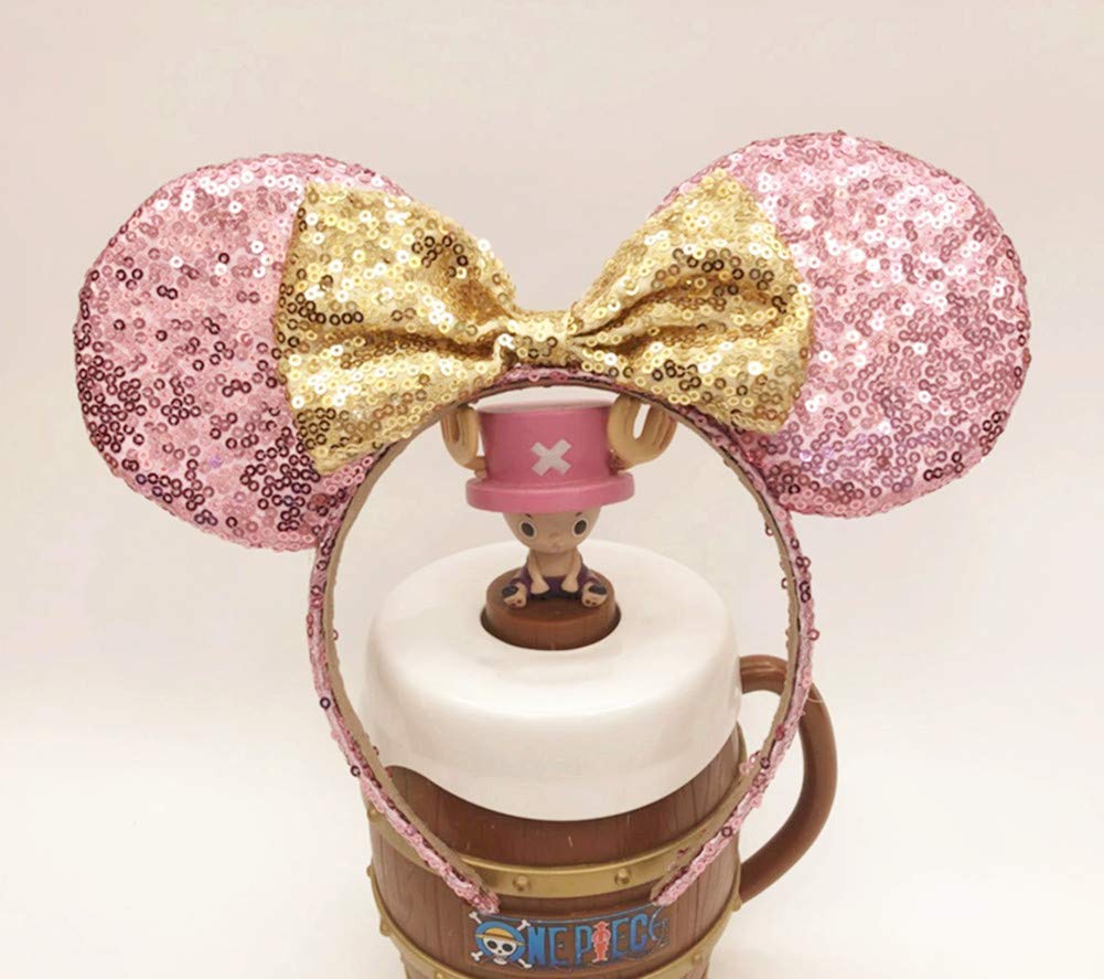 WLFY Minnie Ears Headbands Butterfly Glitter Hairband (Pink and gold)