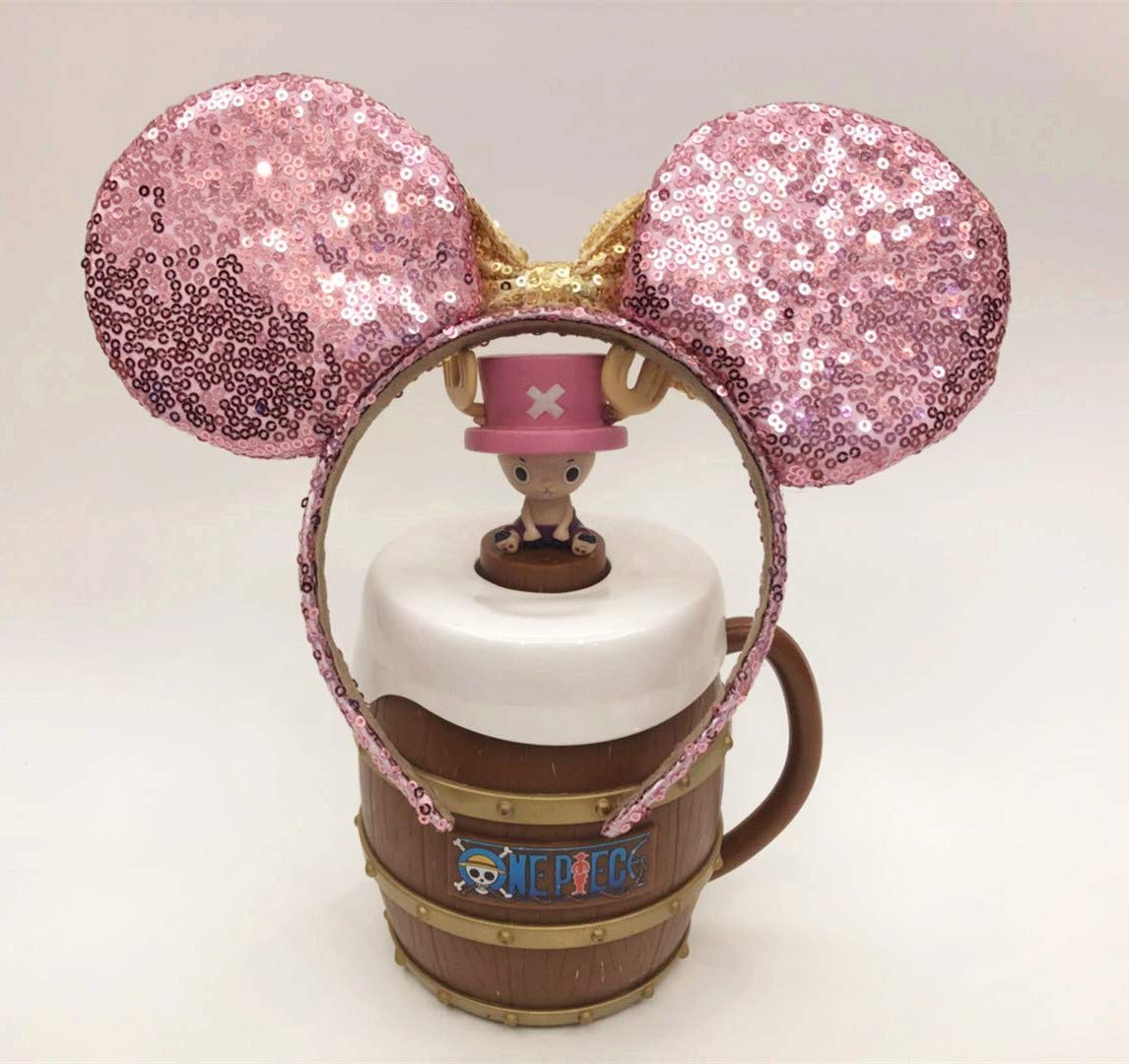 WLFY Minnie Ears Headbands Butterfly Glitter Hairband (Pink and gold)