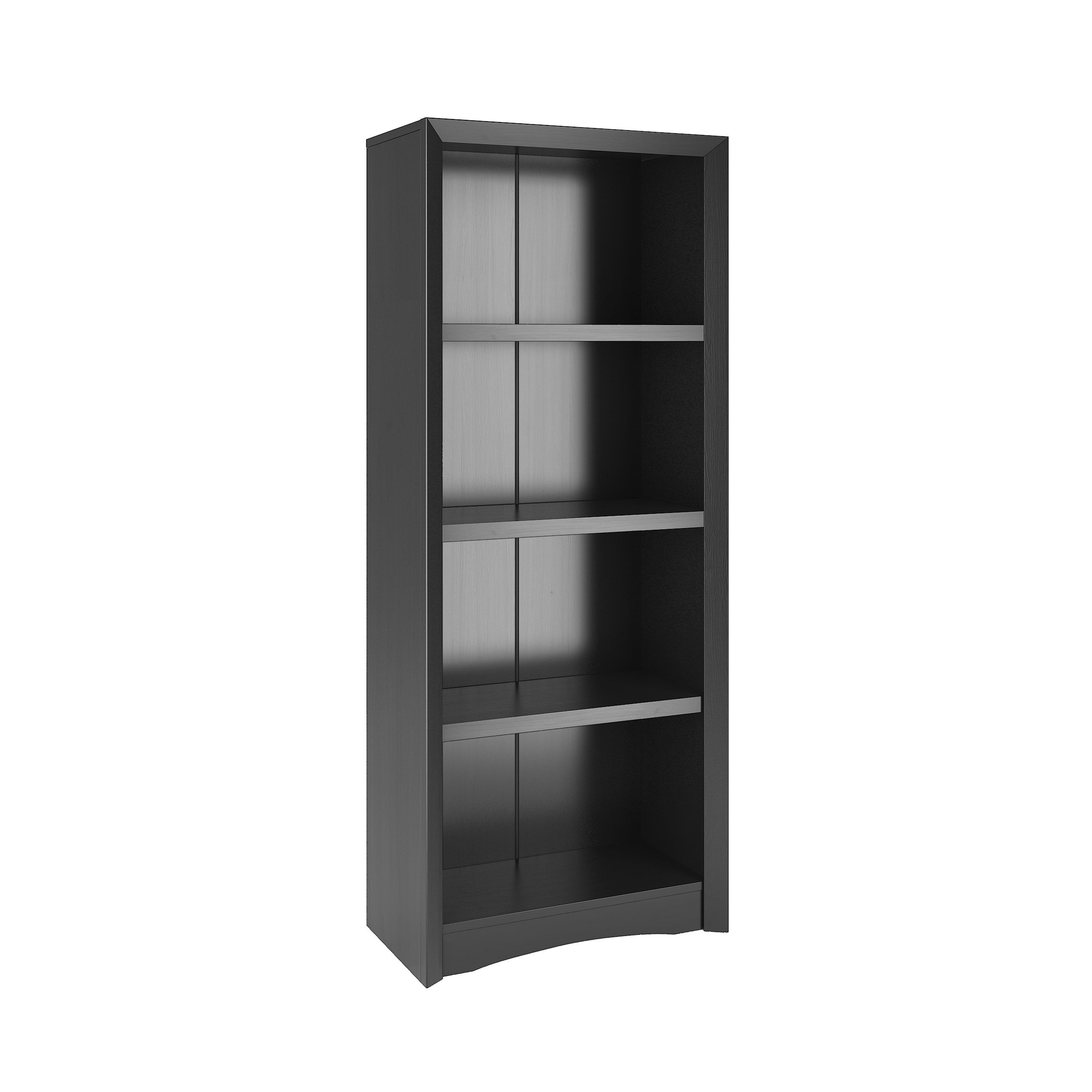 Corliving Adjustable 4 Shelf Black Faux Wood Bookcase, 4-Tier Shelving Unit Bookcase with Open Shelves, Display Bookshelf, for Living Room, Bedroom, Home Office