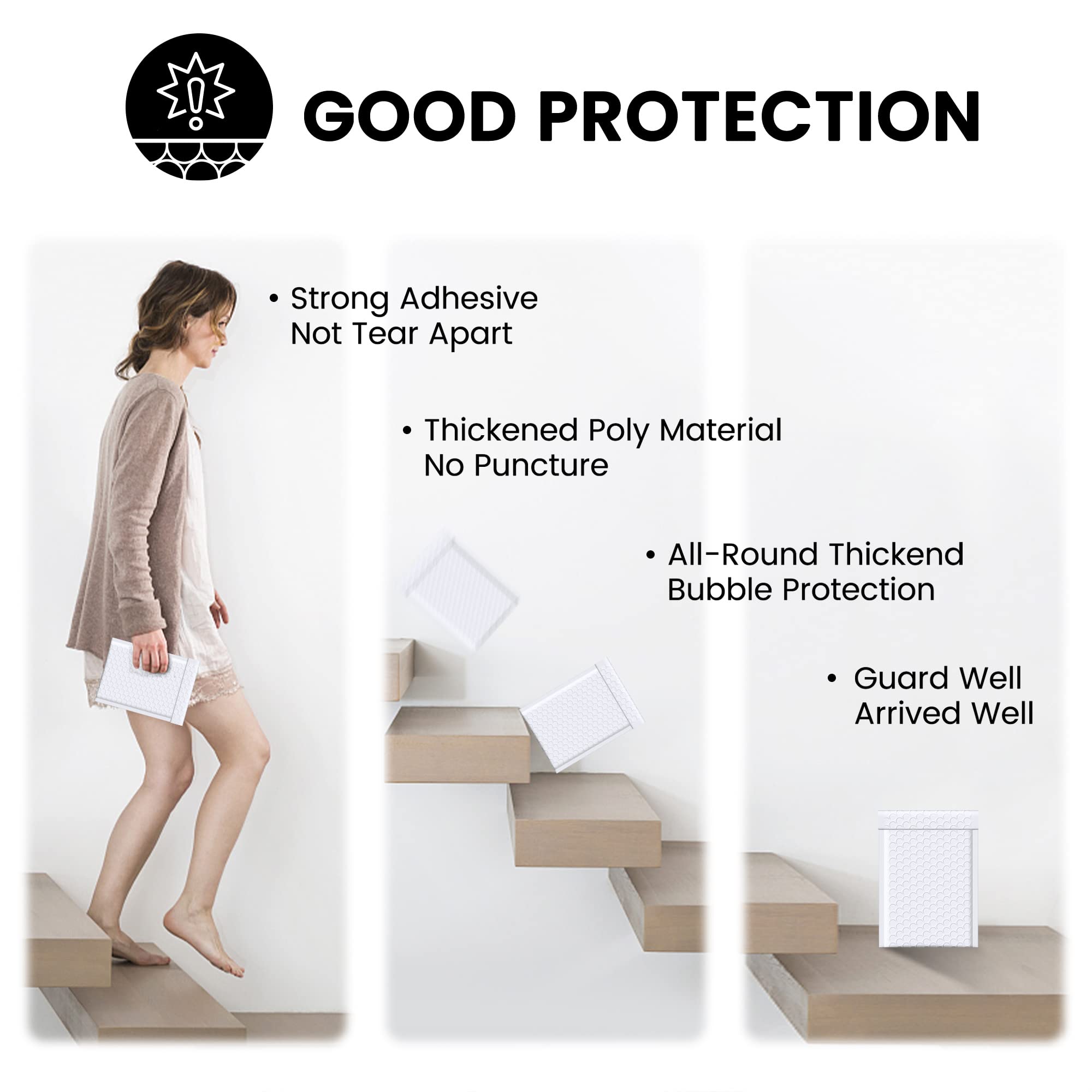 Fuxury Bubble Mailers 4x8 Inch White 200 Pack Padded Envelopes Usable Size 4x7" Thick Mailing Envelopes Bubble Opaque Padded Mailers Shipping Bags for Mailing Jewelry Makeup Small Business#000