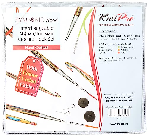 KNITPRO Symfonie Crochet Hook Set Tunisian, Multi-Color
