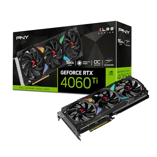 PNY GeForce RTX™ 4060 Ti 16GB XLR8 Gaming Verto™ RGB Triple Fan OC Graphics Card DLSS 3 (ARGB, 128-bit, PCIe 4.0, GDDR6, HDMI/DisplayPort, Supports 4k, 2 Slot)
