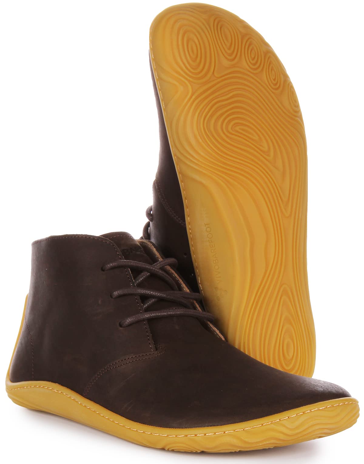 Vivobarefoot Addis Desert Men's Rich-Leather Natural Midtop Bt Ankle Boots (Brown, Size 10)
