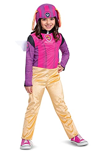 Paw Patrol Skye Costume Hat and Jumpsuit for Girls, Paw Patrol Movie Character Outfit with Badge, Classic Toddler Size Medium (3T-4T) Multicolored