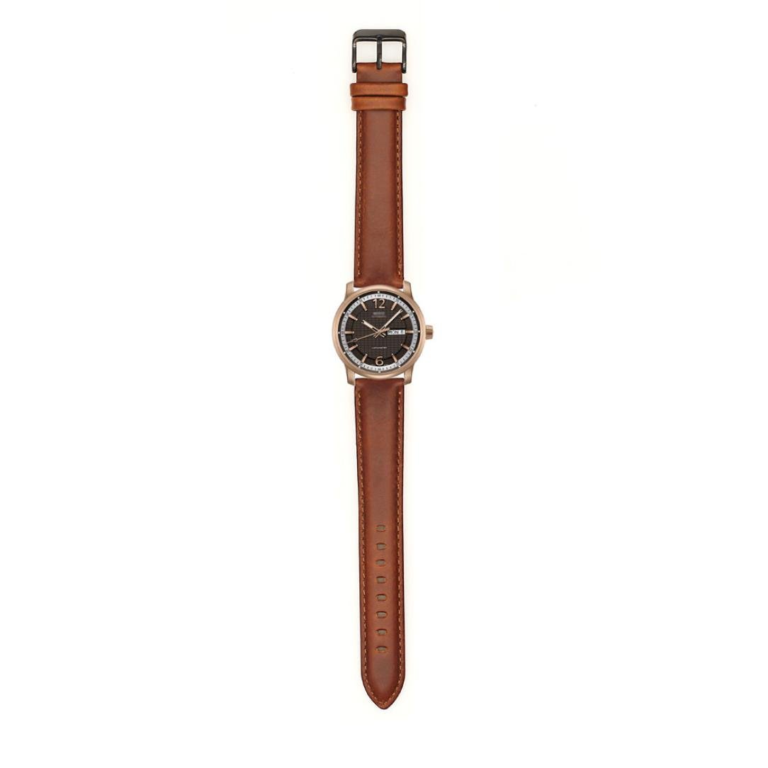 FimKaul 20mm Genuine Leather Watch Strap, Quick Release Strap Dark Brown Replacement WatchBand (Black)