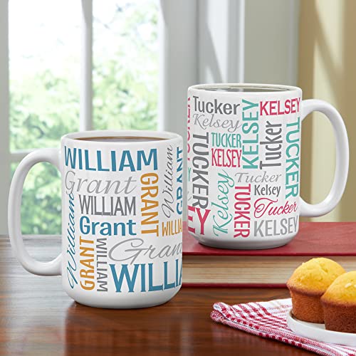 Let's Make Memories Personalized Your Name Signature Mug - Custom 15oz Coffee Mug - Pink/Teal