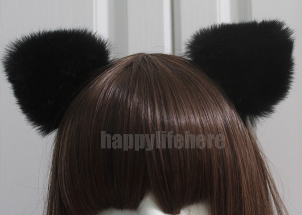 Happylifehere Furry Cat Ears Headband Bear Ears Hairband For Halloween Cosplay Prop White