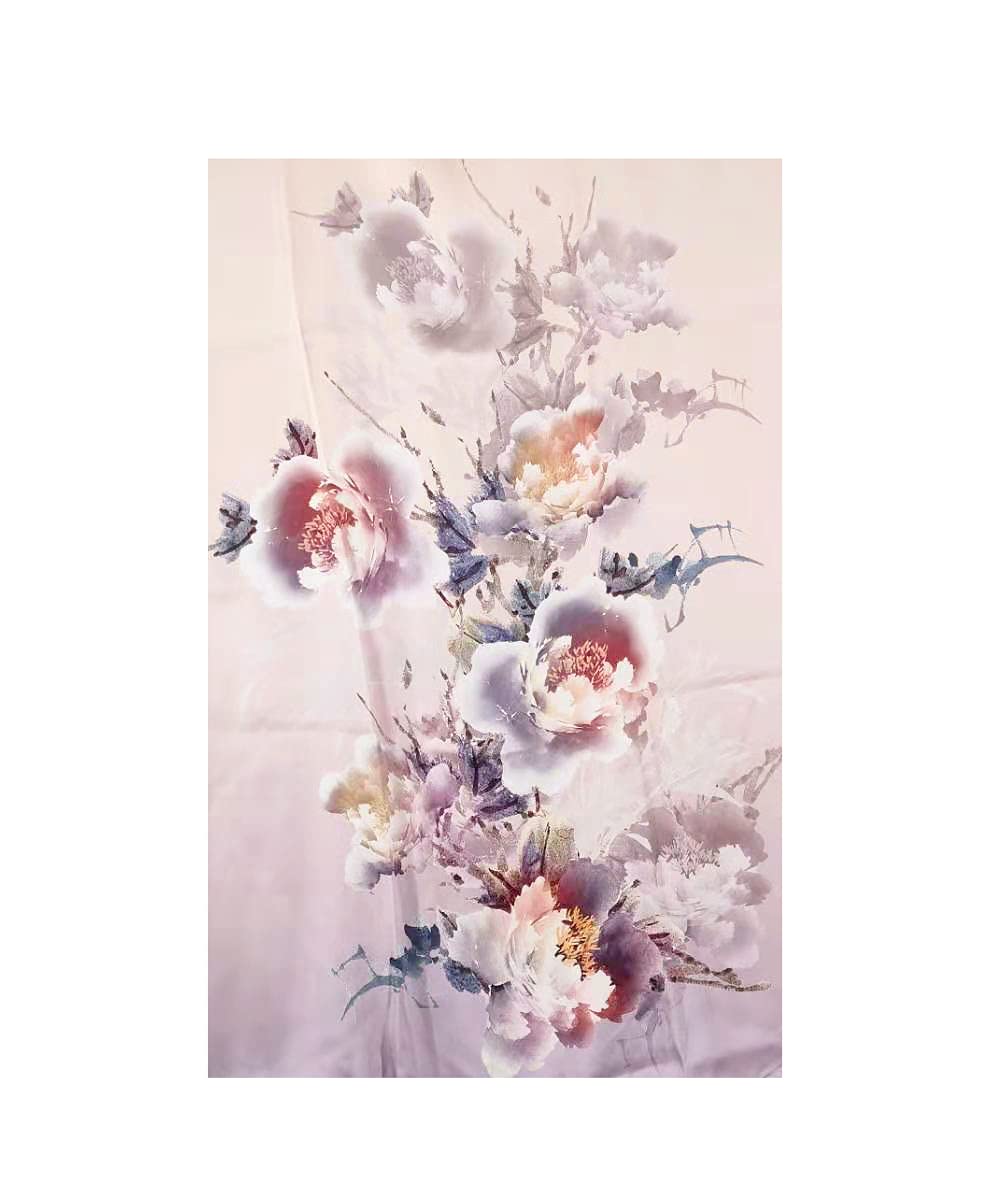 Kwedhonjh lady 100% silk pajamas, bat sleeve bathrobe - floral pattern (Anonymous flower light pink-1)