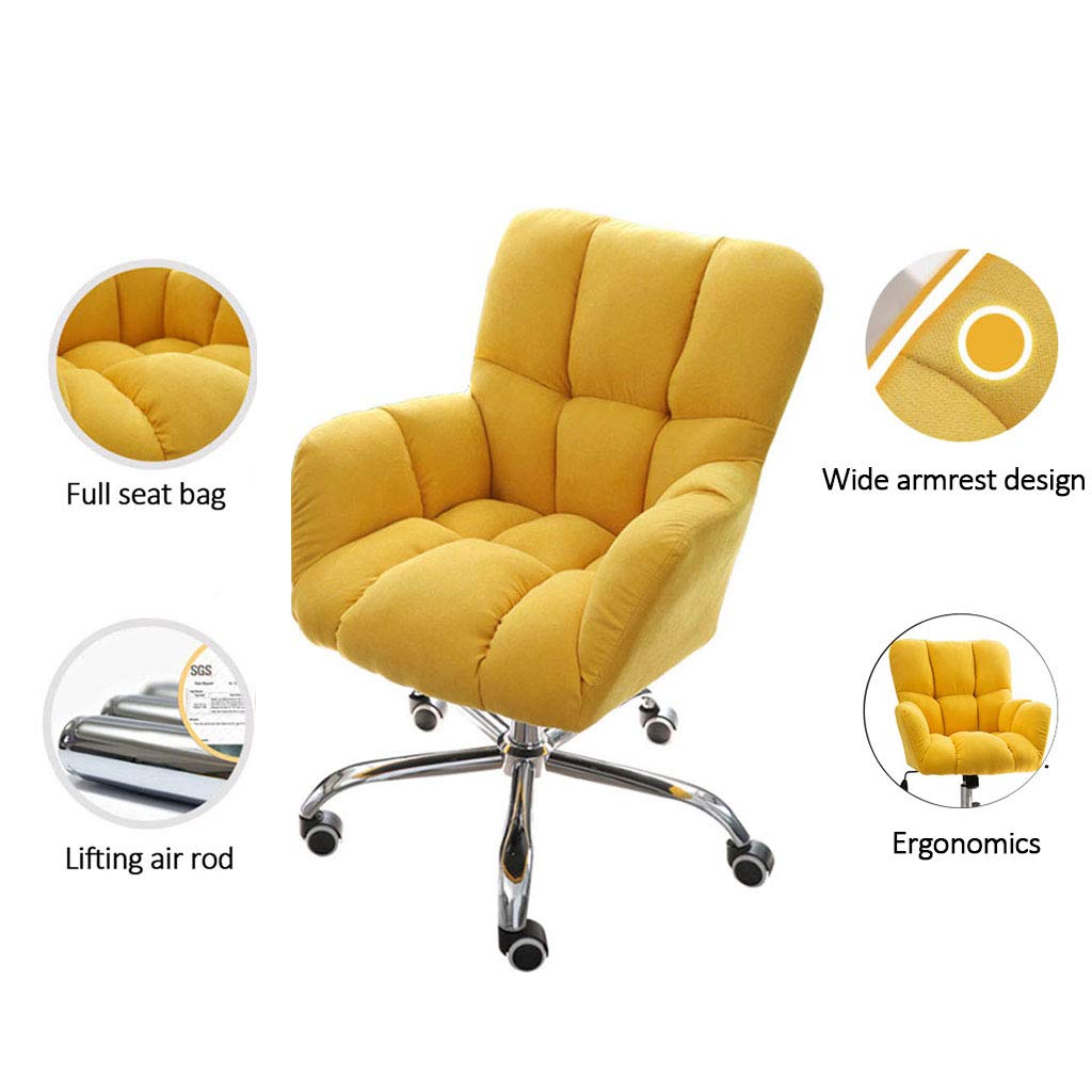 Home Office Chair Mid-Back with Ergonomic Back, Task Chair with Thick Cushion 360° Swivel Computer Chair for Bedroom Dining Living Room,Pink