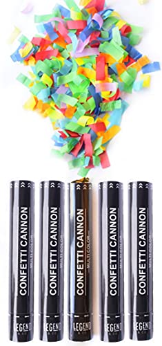 Legend & Co. 12 Inch Confetti Cannons Multicolor, (5 Pack) Biodegradable and Air Powered | Launches 20-25ft | Celebrations, New Year's Eve, Birthdays and Weddings
