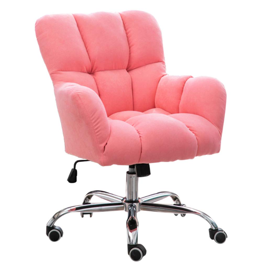 Home Office Chair Mid-Back with Ergonomic Back, Task Chair with Thick Cushion 360° Swivel Computer Chair for Bedroom Dining Living Room,Pink