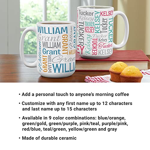 Let's Make Memories Personalized Your Name Signature Mug - Custom 15oz Coffee Mug - Pink/Teal