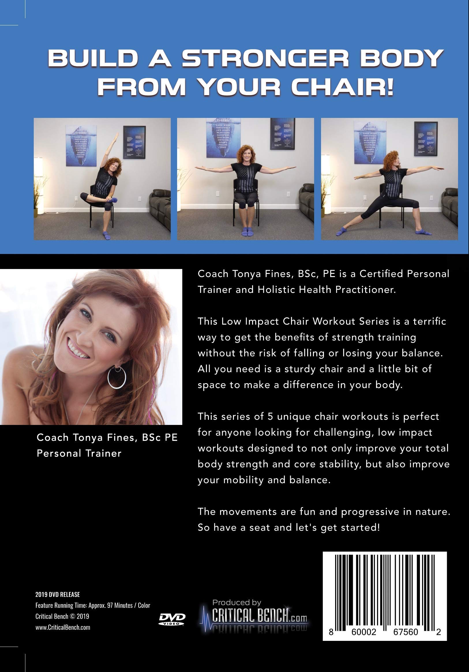 CRITICAL BENCH Low Impact Chair Workout Series DVD - Low Impact Follow Along Exercises for Mobility, Balance, Core Strength & Total Body Strength