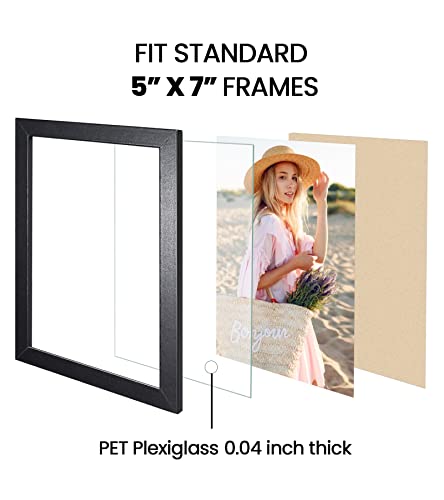 LaVie Home 10 Pack of 5" x 7" PET Sheet/Plexiglass Panels 0.04" - Quality Shatterproof, Lightweight, and Affordable Glass Alternative. Use for Crafting Projects, Picture Frames, Protective Film