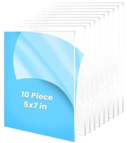 LaVie Home 10 Pack of 5" x 7" PET Sheet/Plexiglass Panels 0.04" - Quality Shatterproof, Lightweight, and Affordable Glass Alternative. Use for Crafting Projects, Picture Frames, Protective Film
