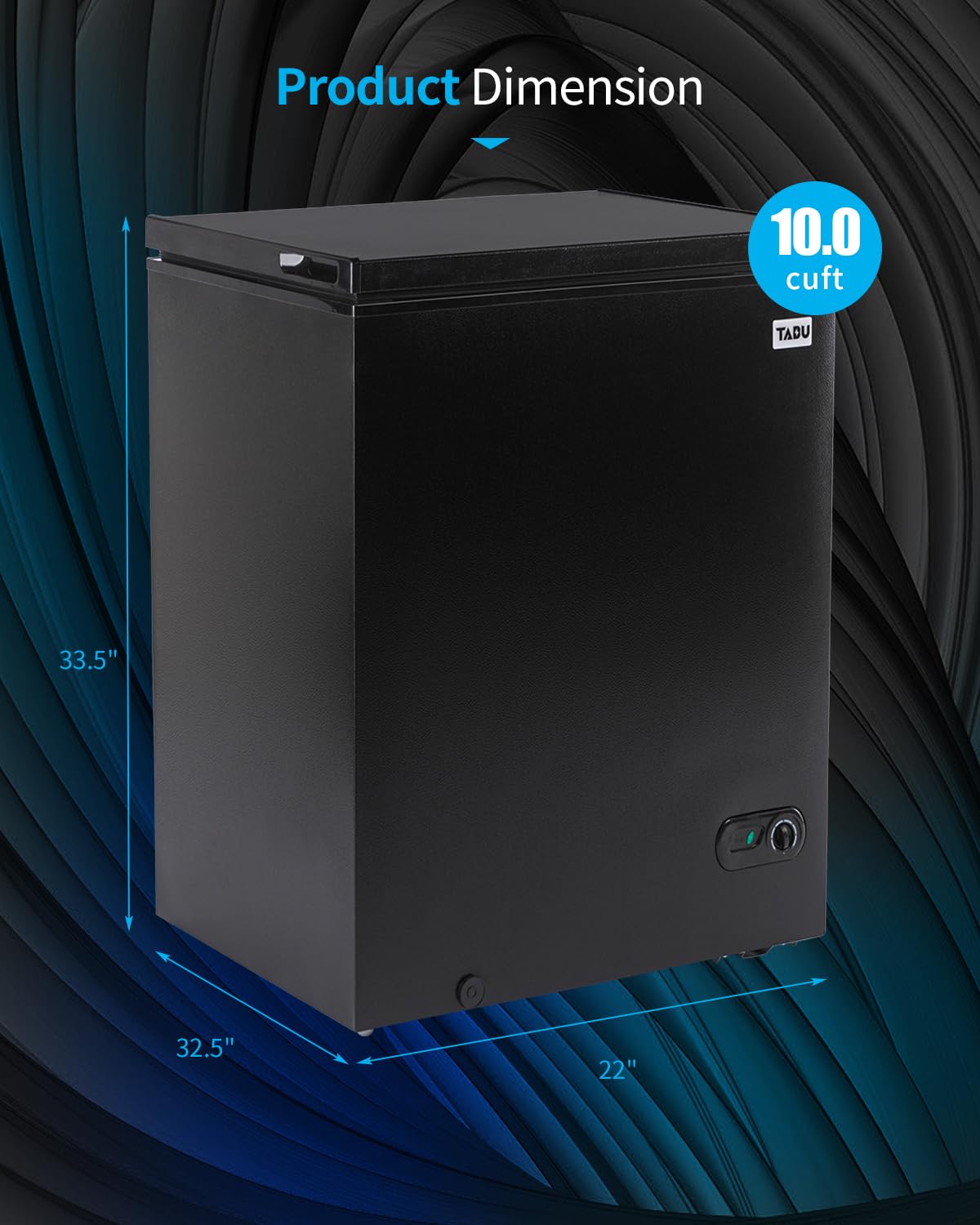 TABU 10.0 Cu Ft Chest Freezer, Deep Freezer with Removable Storage Basket, Top Open Door Chest Freezer, Black Freezer with 7 Level Adjustable Temperature, Compact Freezer with Top Open Door (Black)