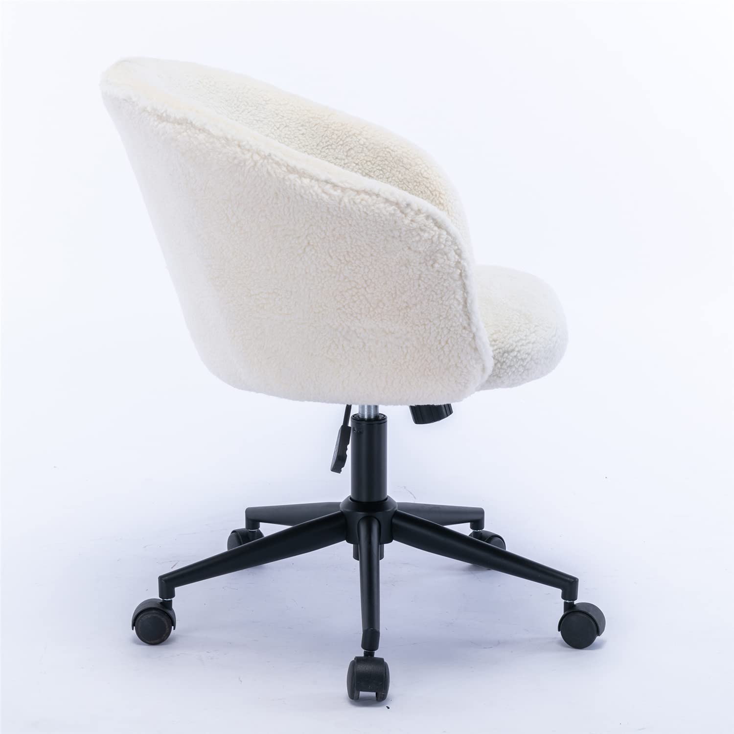 TURRIDU Faux Fur Accent Chair, Swivel Office Chair, Upholstered Living Room Chair with Arm and Back, Height Adjustable, Back Angle Adjust from 90° to 120°