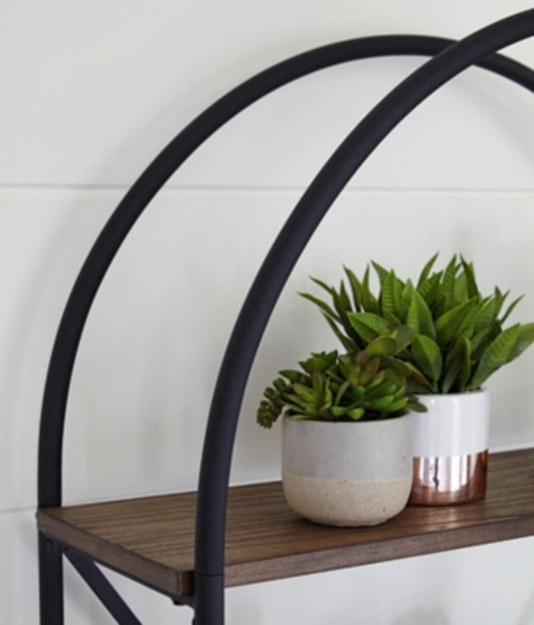 Brown Black Bookcase, Bookshelf 5 Tier Bookcase Arched Display Racks Tall Standing Bookshelves, Storage Rack Shelf Large Black Book Shelf for Bedroom, Living Room, Home Office