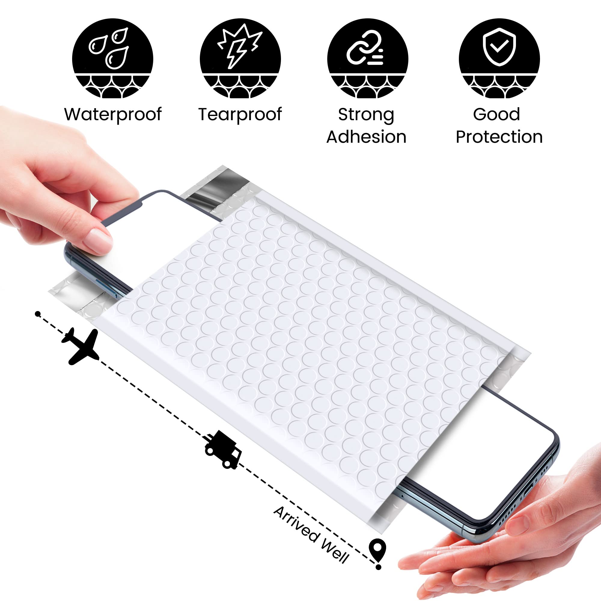 Fuxury Bubble Mailers 4x8 Inch White 200 Pack Padded Envelopes Usable Size 4x7" Thick Mailing Envelopes Bubble Opaque Padded Mailers Shipping Bags for Mailing Jewelry Makeup Small Business#000