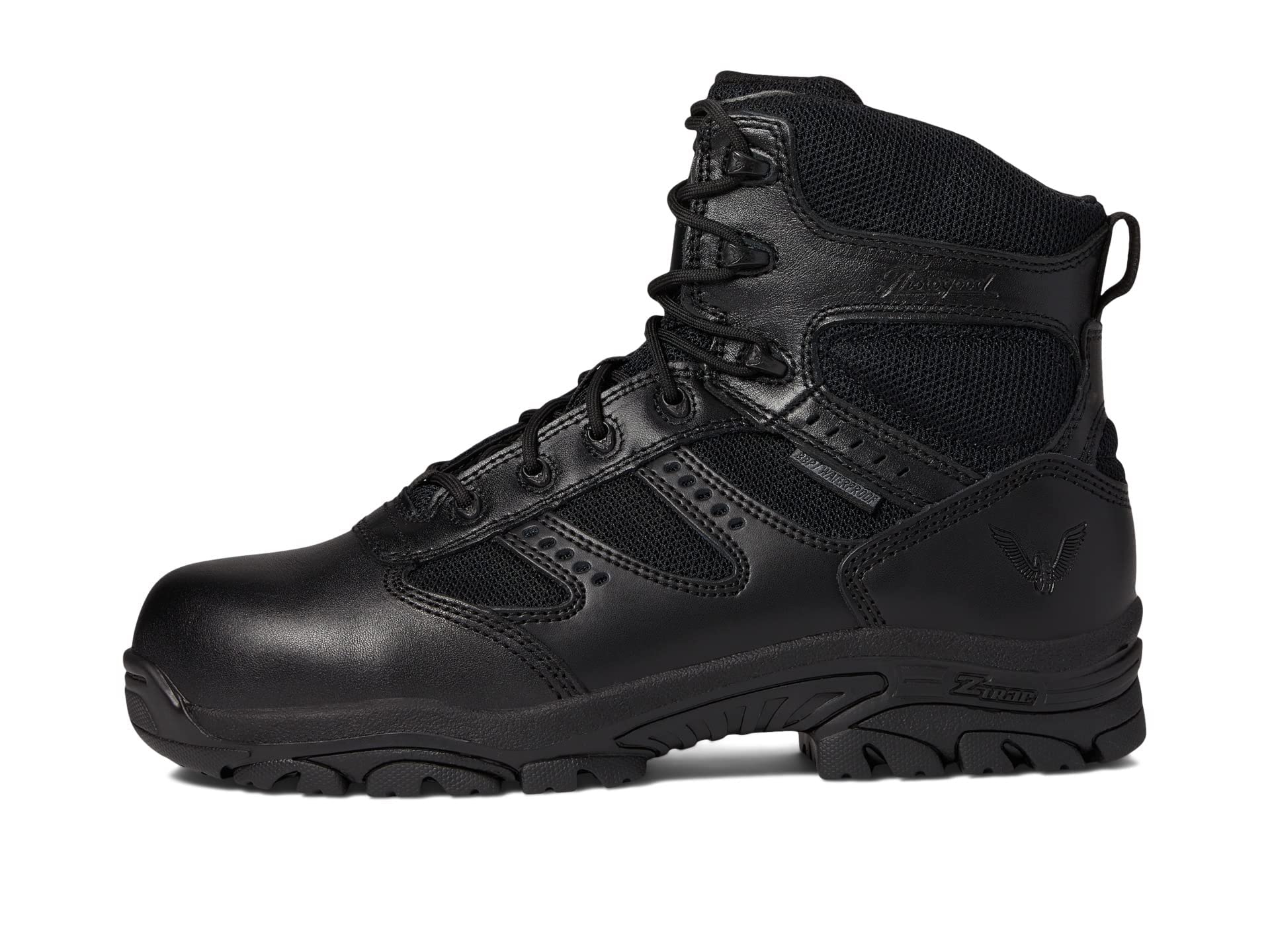 Thorogood Deuce 6” Waterproof Side-Zip Black Tactical Boots for Men and Women with Composite Safety Toe, Full-Grain Leather, and Slip-Resistant Outsole; BBP & EH Rated, Black - 12 M US