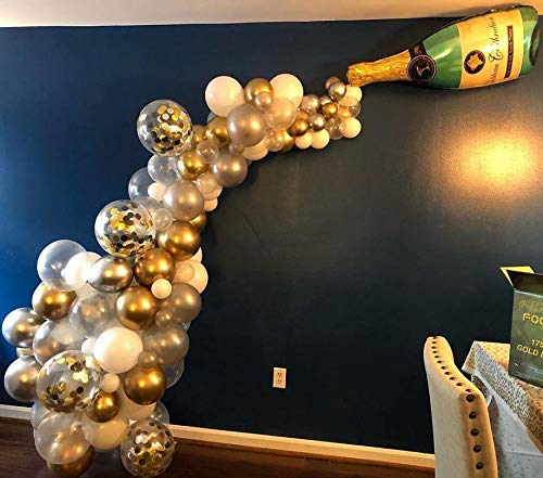 Champagne Bottle Balloon Kit, 2Pcs 40" Champagne Bottle Balloon & 70Pcs Assorted Balloons Ideal for Wedding Birthday Bachelorette Bridal Shower Party Decorations