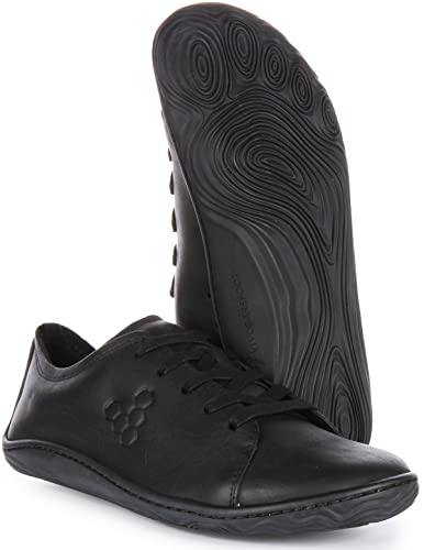 Vivobarefoot Addis, Mens Classic Leather lace-up with a Barefoot Feel & a Social Conscience Black 44 EU