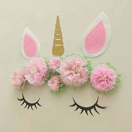 Mybbshower Pinks Flowers Decoration (11''-7'' Assorted) 6 pcs Artificial Tissue Paper Peony Nursery Wall Bridal Shower Centerpiece Baby Girl Birthday Tea Party