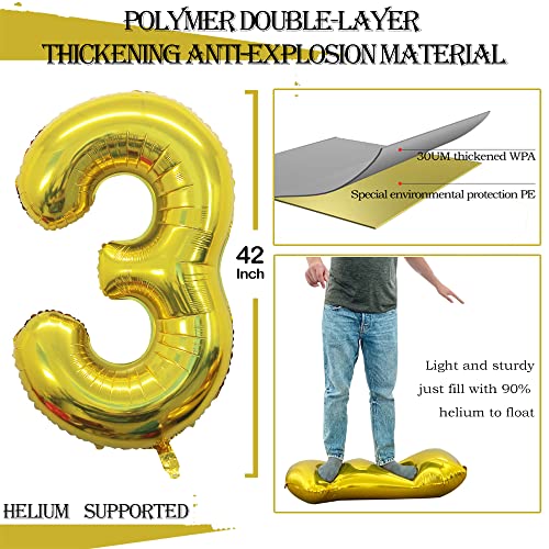 GOER 42 Inch Gold 30 Number Balloons,Jumbo Foil Helium Balloons for 30th Birthday Party Decorations and 30th Anniversary Event
