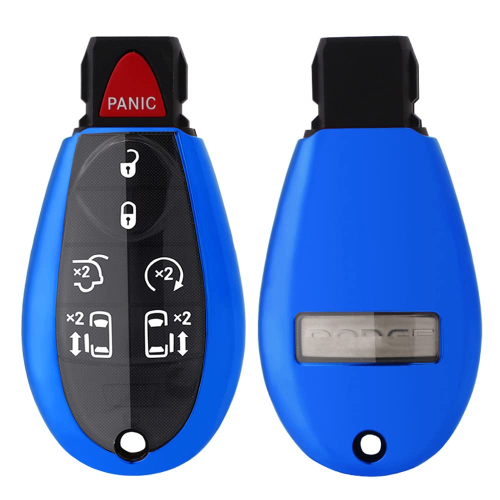 Horande TPU Protector Key Fob Cover Case fit for Dodge Ram 1500 2500 3500 Charger Challenger Durango Grand Caravan Journey Chrysler Town and Country Keyless Entry Key Fob (Blue)