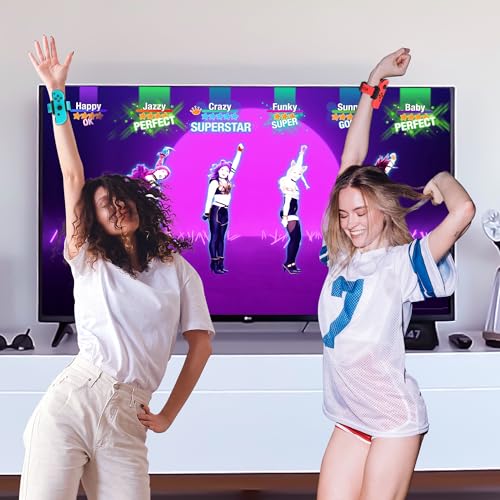 Narati Wrist Bands for Just Dance 2025 2024 2023 2022 2021 Switch, Adjustable Size Silicone Wrist Straps Compatible with Joy Cons & Switch OLED Model, 2 Pack for Adults and Children