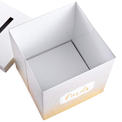 Hallmark 10" Elegant Card Receiving Box (Pearl and Gold Dots) for Weddings, Graduations, Retirements, Birthdays, Open Houses, Anniversaries